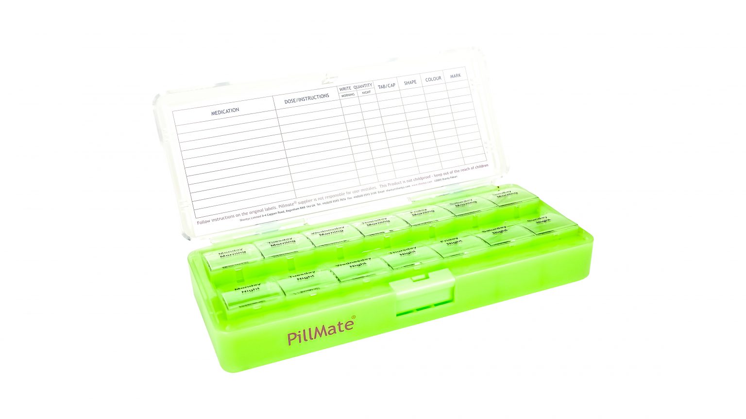 Large Size Twice Daily Pill Box Weekly Organiser - Day and Night Doses ...