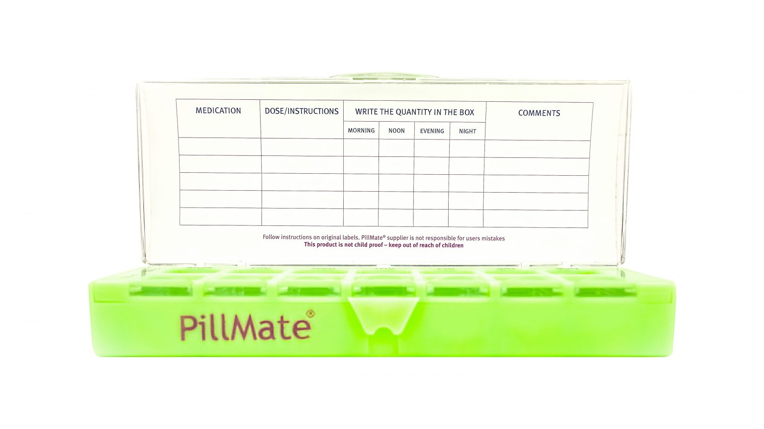 Twice Daily Dose Pill Box Dispenser With 7 Days Weekly Compartments ...