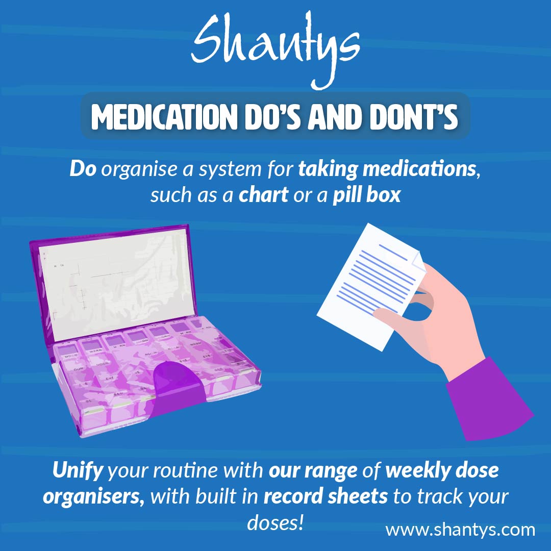 Organise a system for taking medications - chart or pillbox